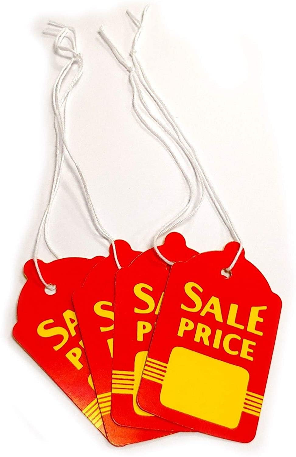 Large Red & Yellow Strung Boutique Sale Price Merchandise Tags: 1.6" W ...