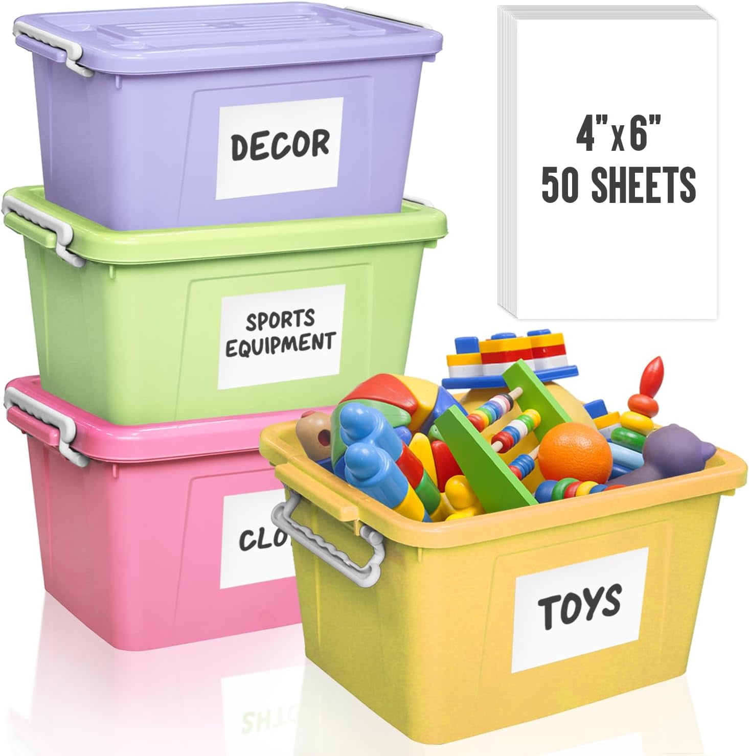 Large Removable Labels for Storage Bins (50 6x4") - Pantry Labels ...