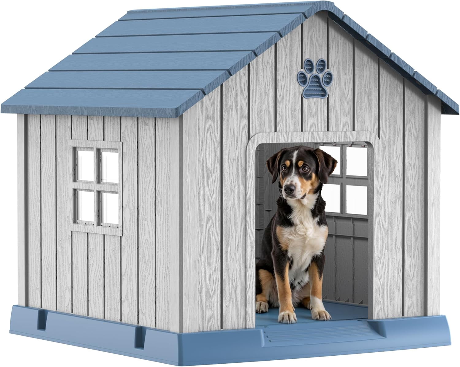 Large Resin Dog House - Indoor & Outdoor Pet Shelter | Water-Resistant ...