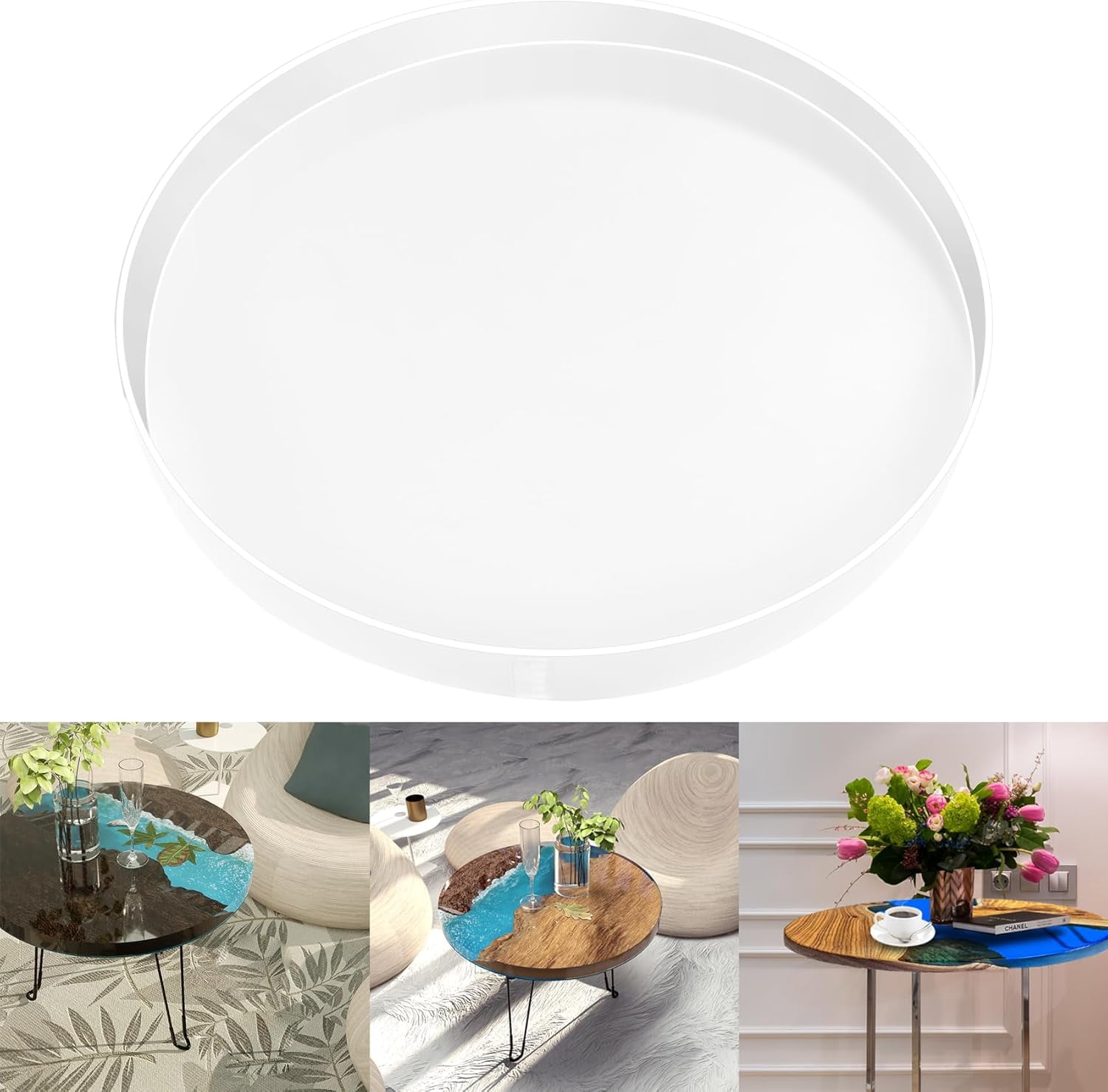 Large Resin Table Molds, Round Silicone Mold for Epoxy Charcuterie ...