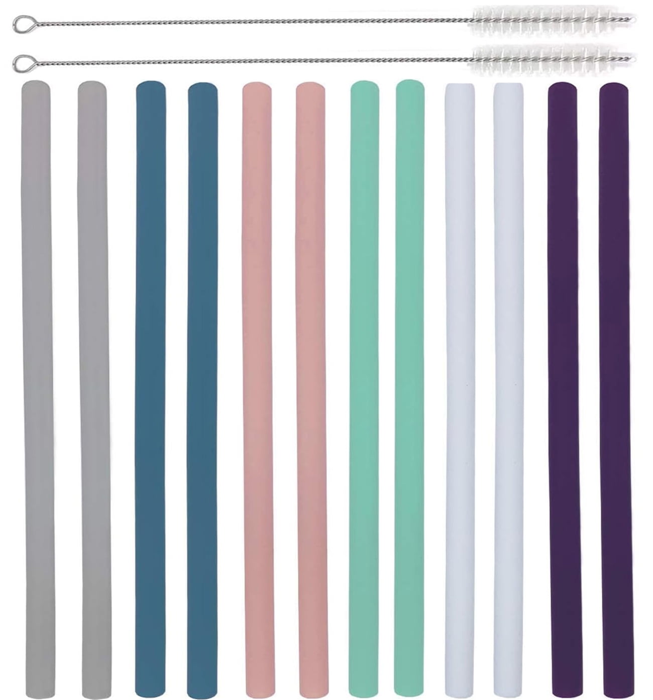 Large Reusable Silicone Straws,Bexikou 12 Pcs 9.8 Inch Silicone ...