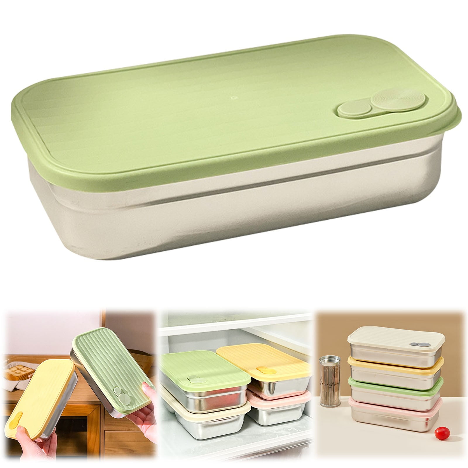 Large Reusable Stainless Steel Silicone Snack Box,Large Stainless Snack ...