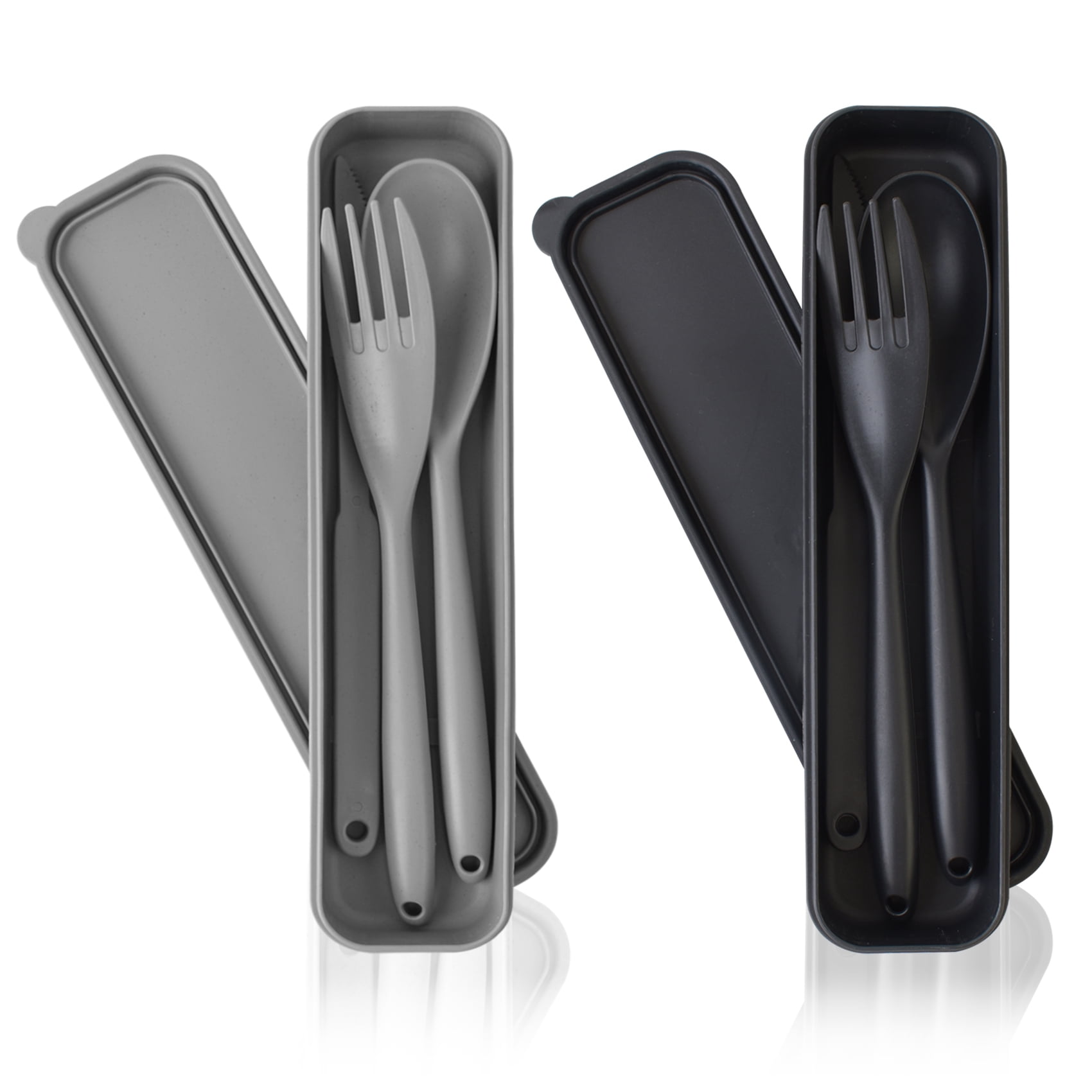 Large Reusable Travel Utensils Set with Case, 2 Pcs Cutlery for Adult ...