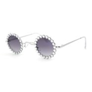 Retro Snug Small Round Circle Lens Hippie Sunglasses Silver Blue ...