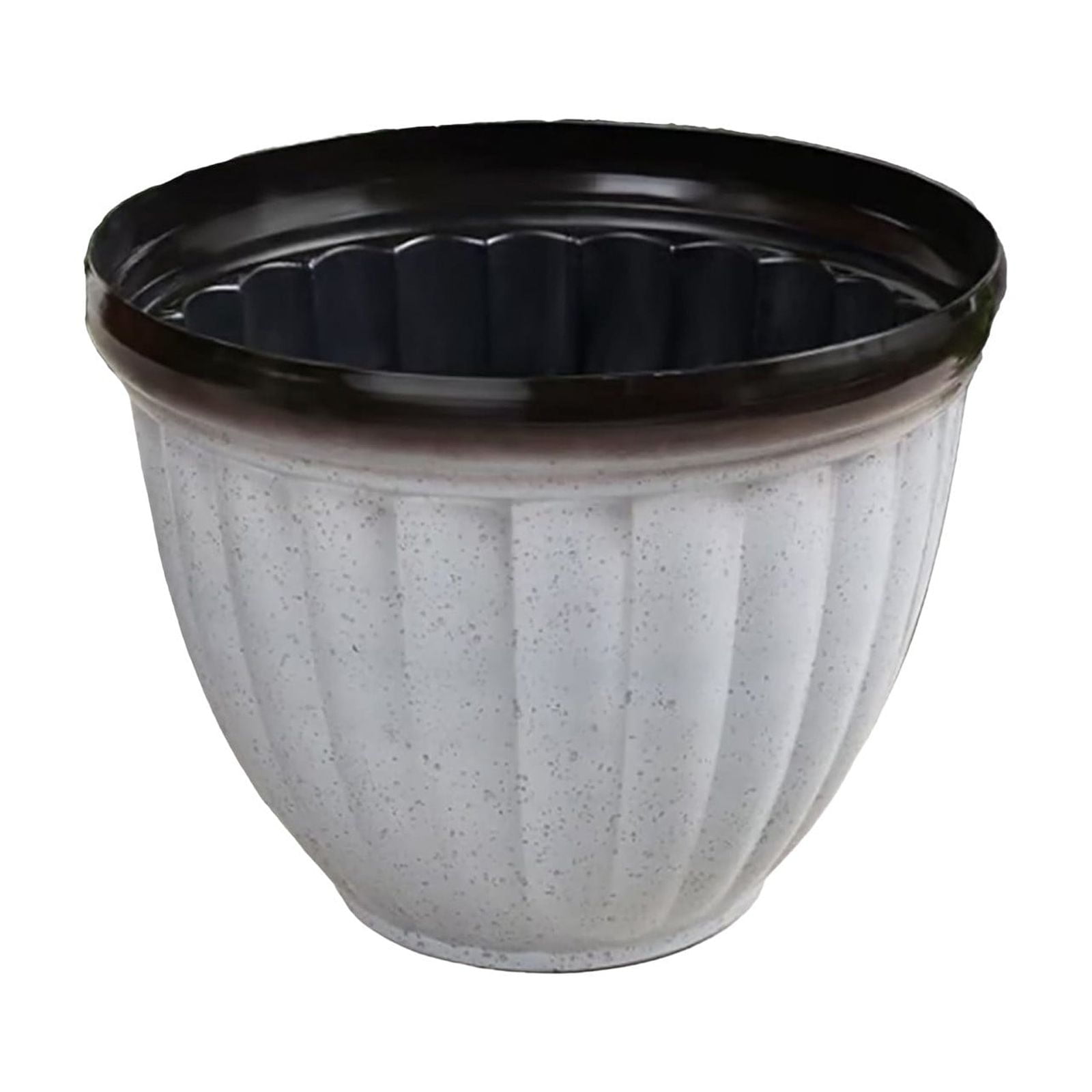 Large Ribbed Planter Pots with Drainage Hole, Space-Saving Stackable ...