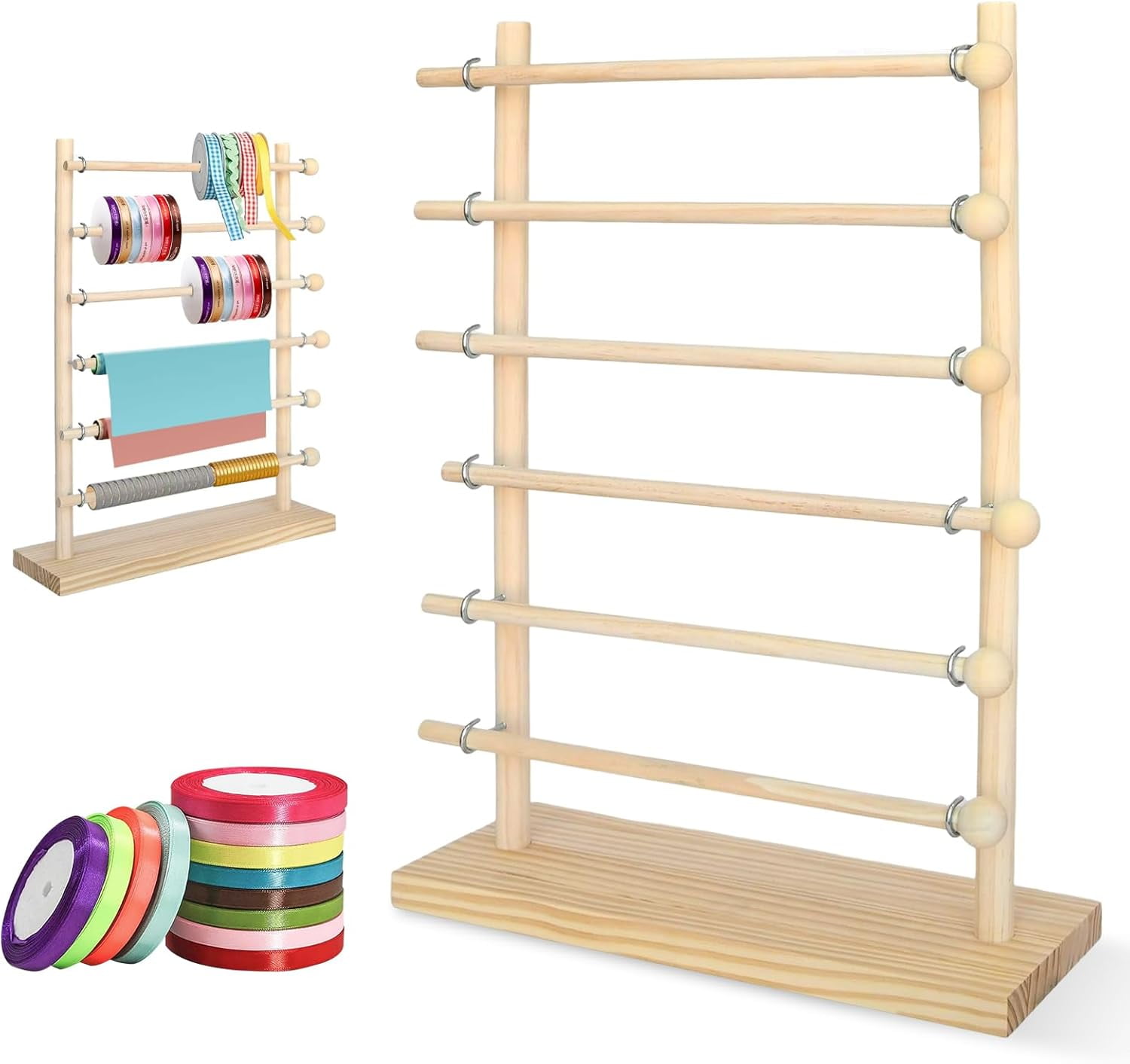 Large Ribbon Organizer 6 Tier Wooden Ribbon Rack Ribbon Storage Rack ...