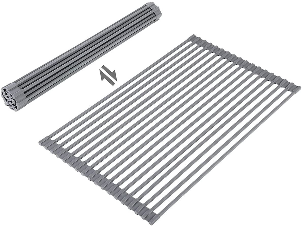 Large Roll up Dish Drying Rack 20.5'' Silicone Over Sink Dish Drying ...
