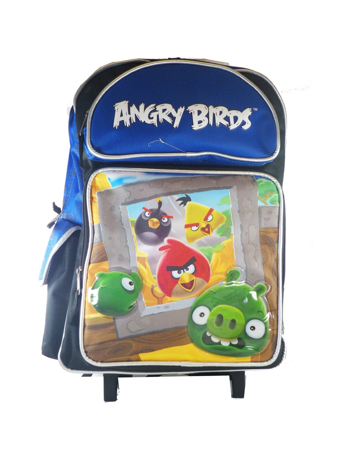 Large Rolling Backpack - Angry Birds - Red Black Bird School Bag New ...