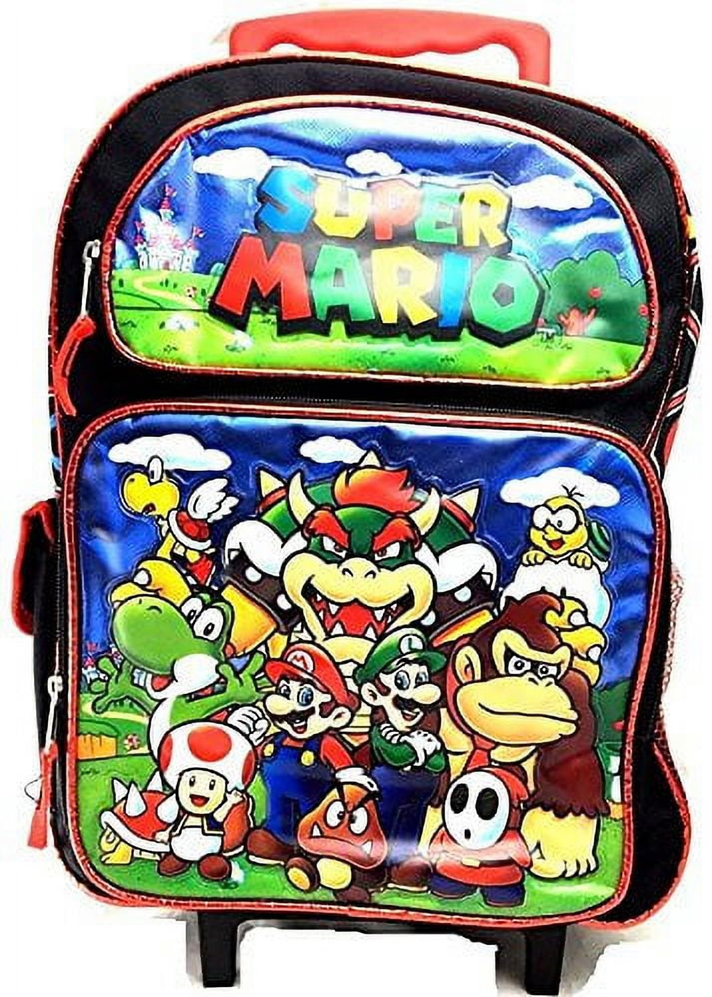 Nintendo Super Mario Large Rolling Backpack for Kids - Group School Bag ...