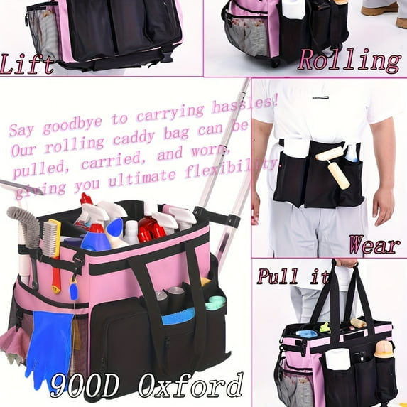 Large Rolling Caddy Bag with Detachable Trolley, Waterproof Caddy On ...