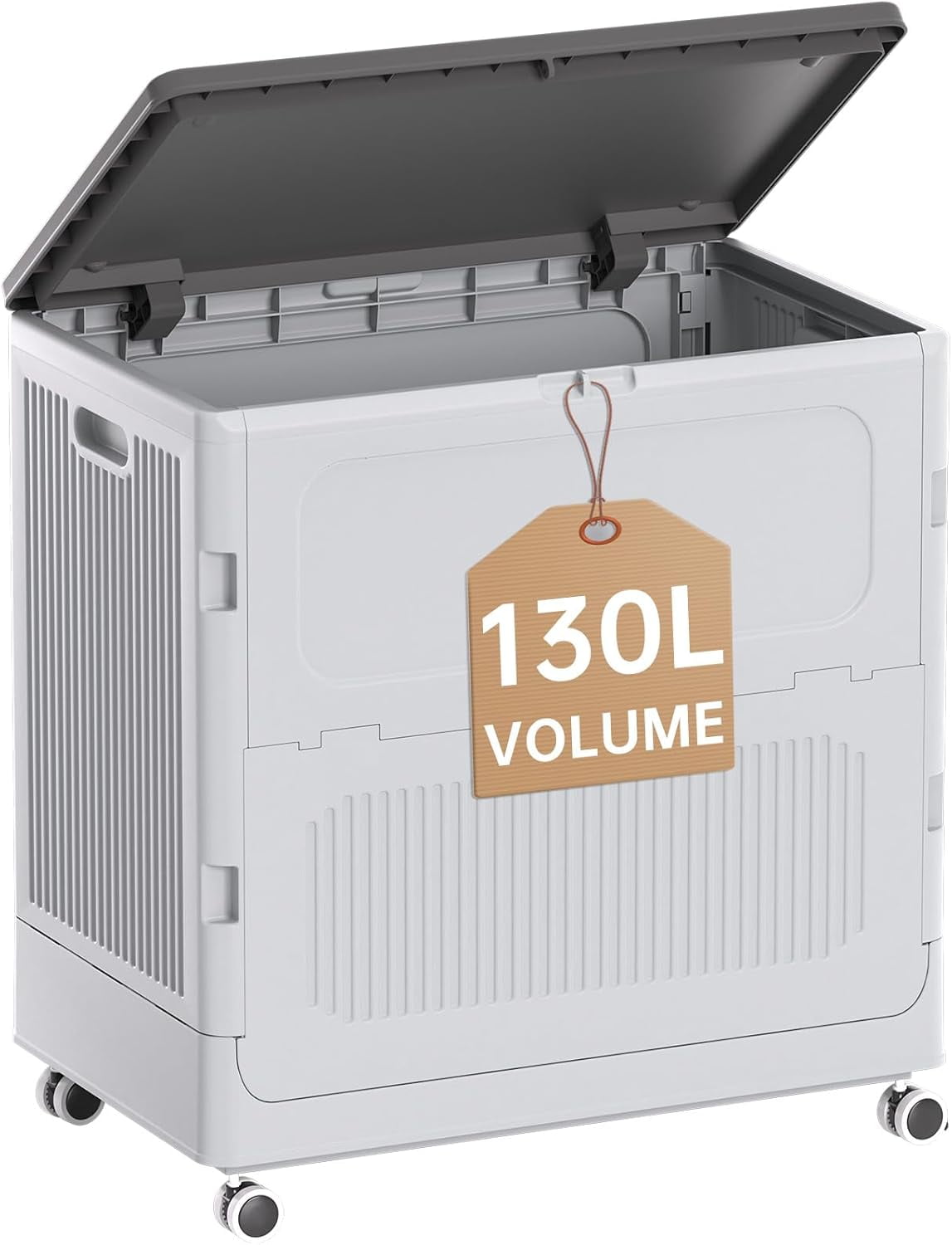 Large Rolling Laundry Hamper with Lid, 130L Plastic Clothes Hampers for Laundry, Grey ...