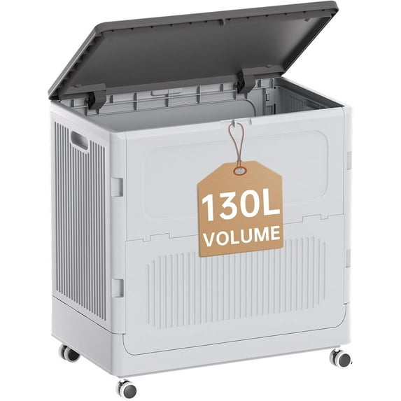 Large Rolling Laundry Hamper with Lid, 130L Plastic Clothes Hampers for ...