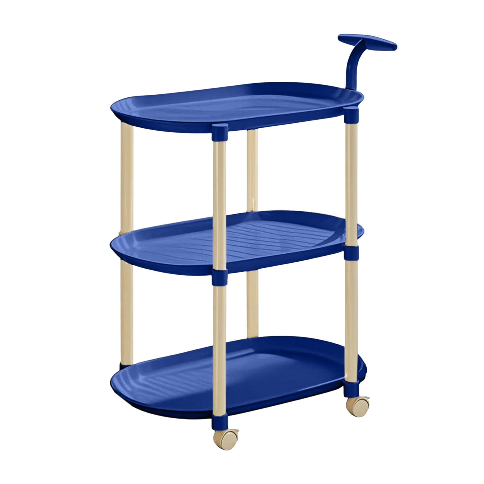 Large Rolling Side Table with Wheels Cream Mobile Kitchen Cart 2-Tier ...