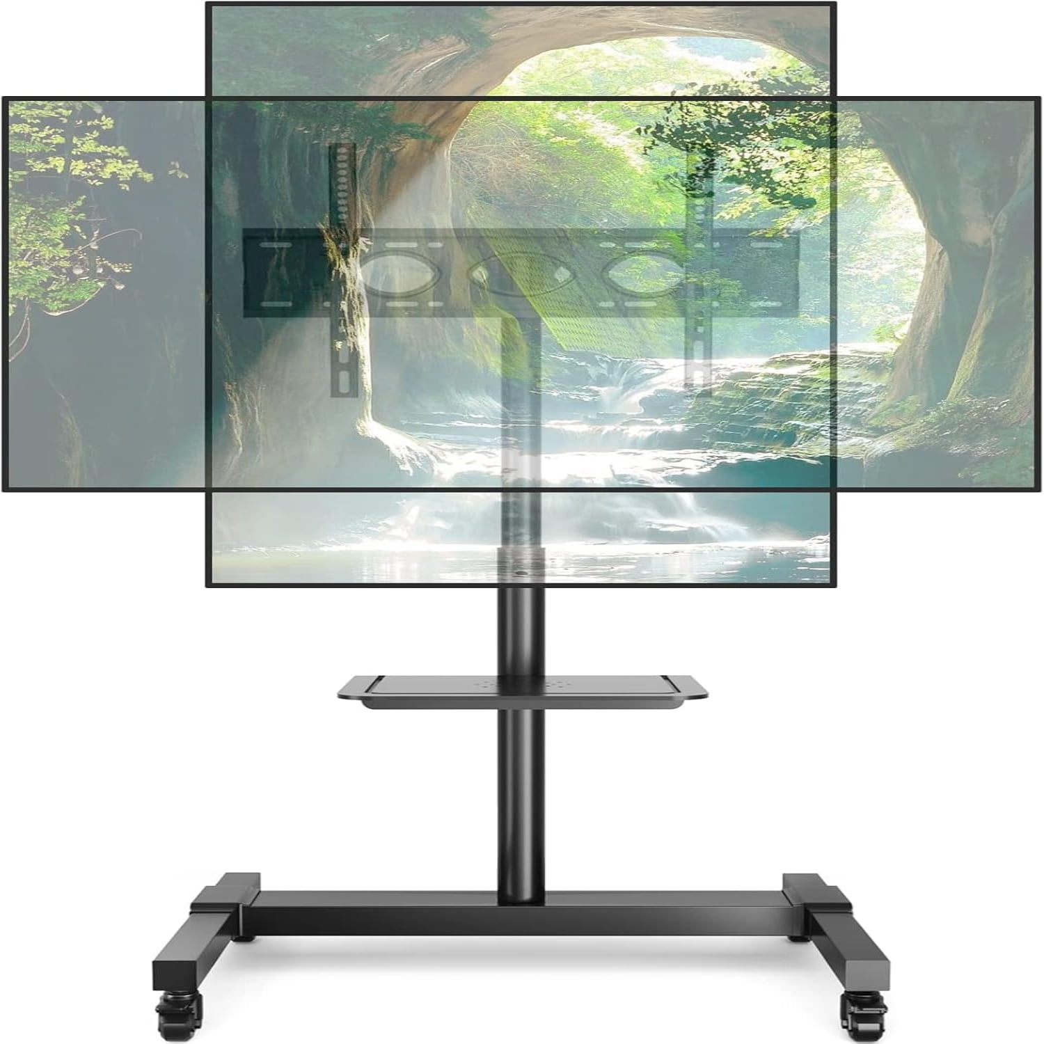 Large Rolling TV Cart Portable Stand for 32-75 Inch Screens with Wheels ...