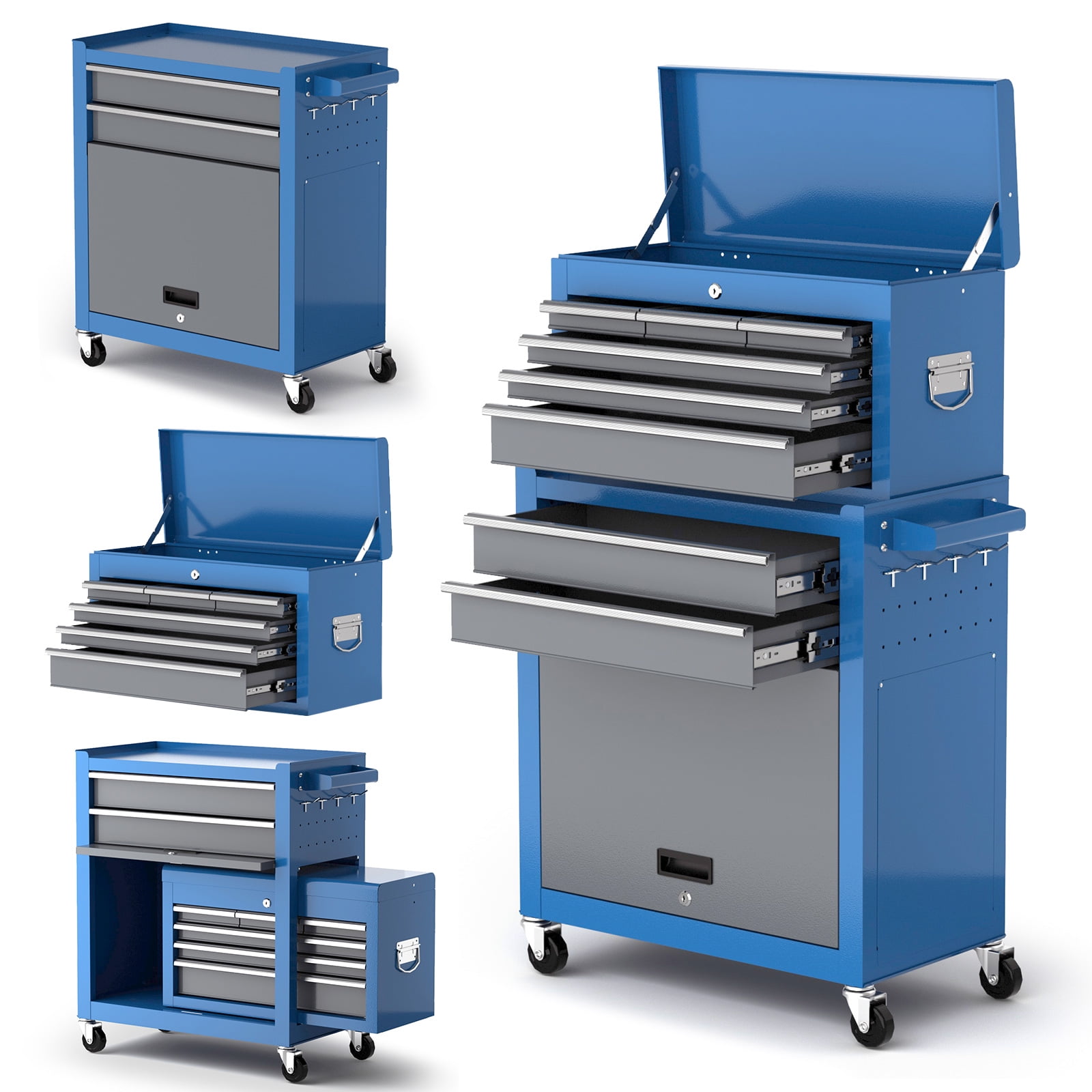 Large Rolling Toolbox, Detachable,Lockable with Parking Brake, 8-Drawer ...