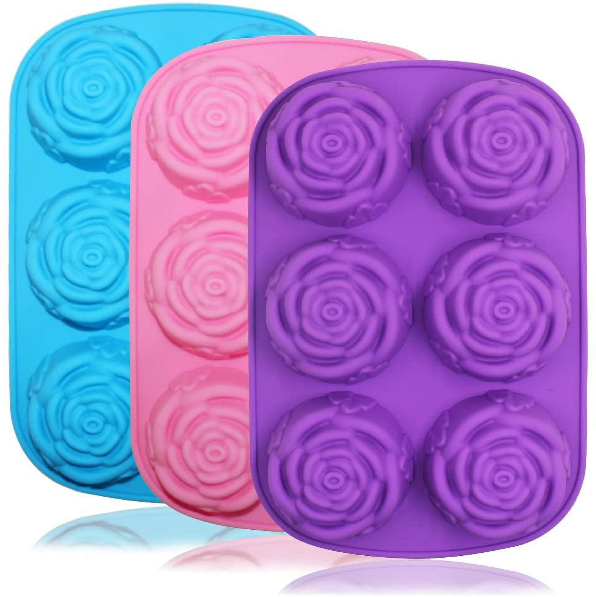 Large Rose Flower Silicone Tray for Cake Bread Pudding Chocolate Muffin ...