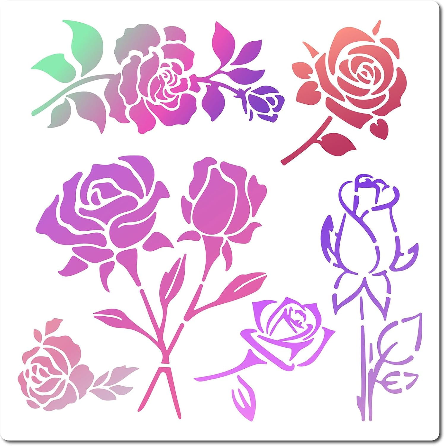 Large Rose Flower Stencils 30×30CM Rose Templates Reusable Sign Square ...