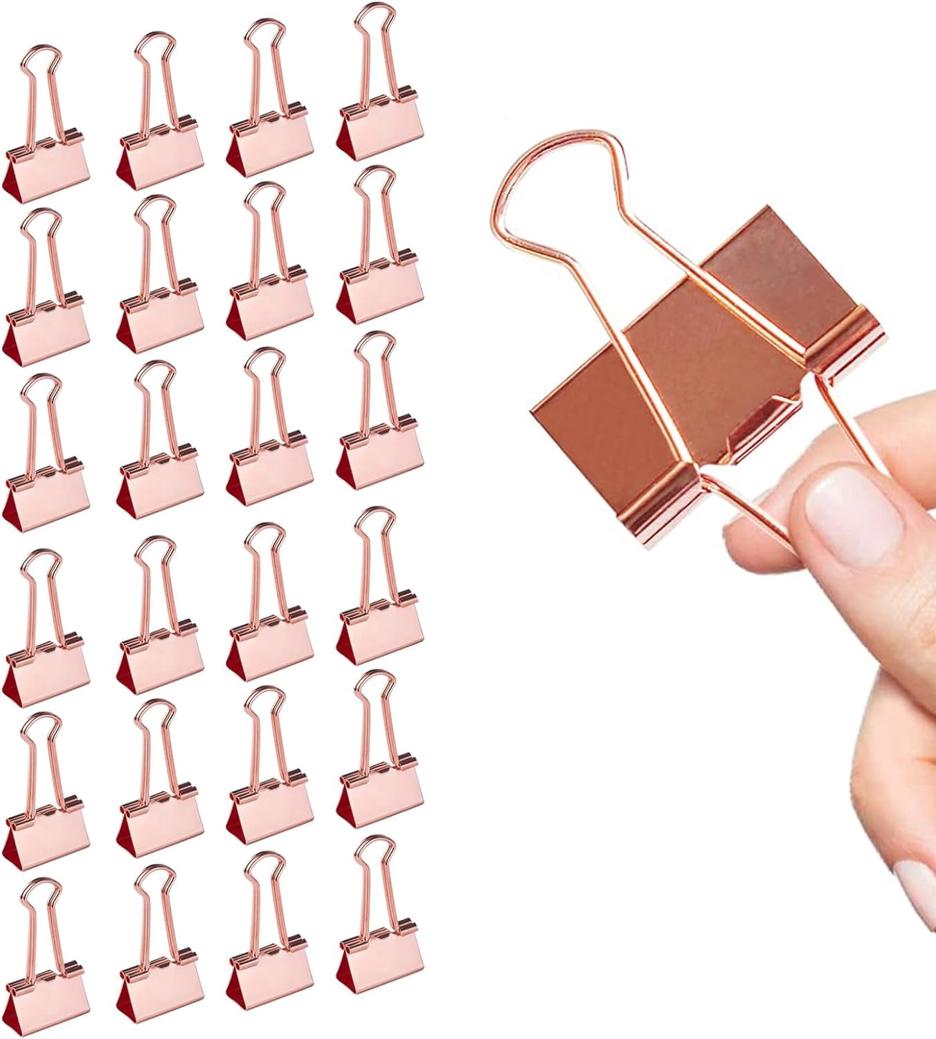 Large Rose Gold Binder Clips 1.6 inch 24 pcs, Capacity 0.66 Inch 41 mm ...
