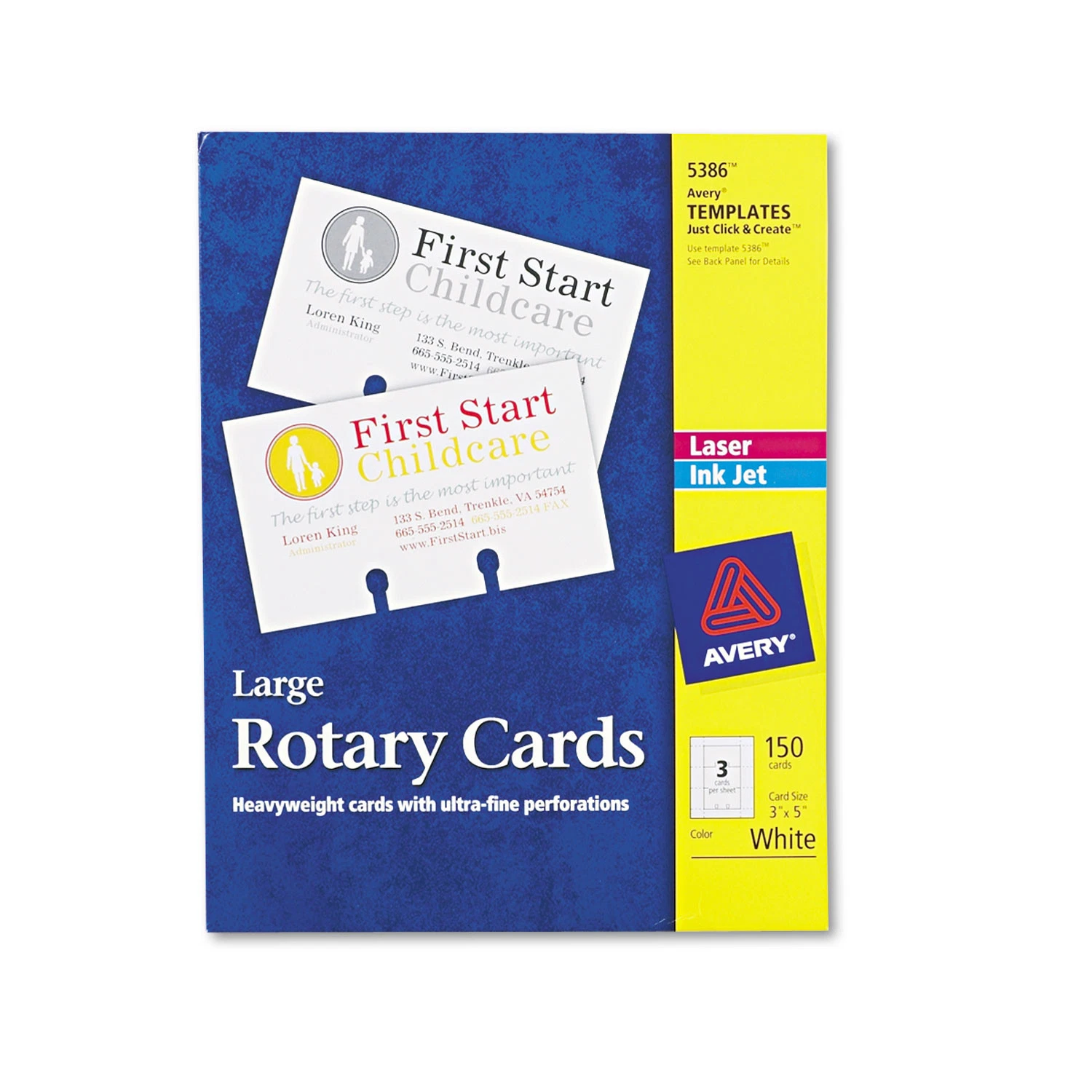 Large Rotary Cards Laser/Inkjet 3 x 5 3 Cards/Sheet 150 Cards/Box 5386 ...