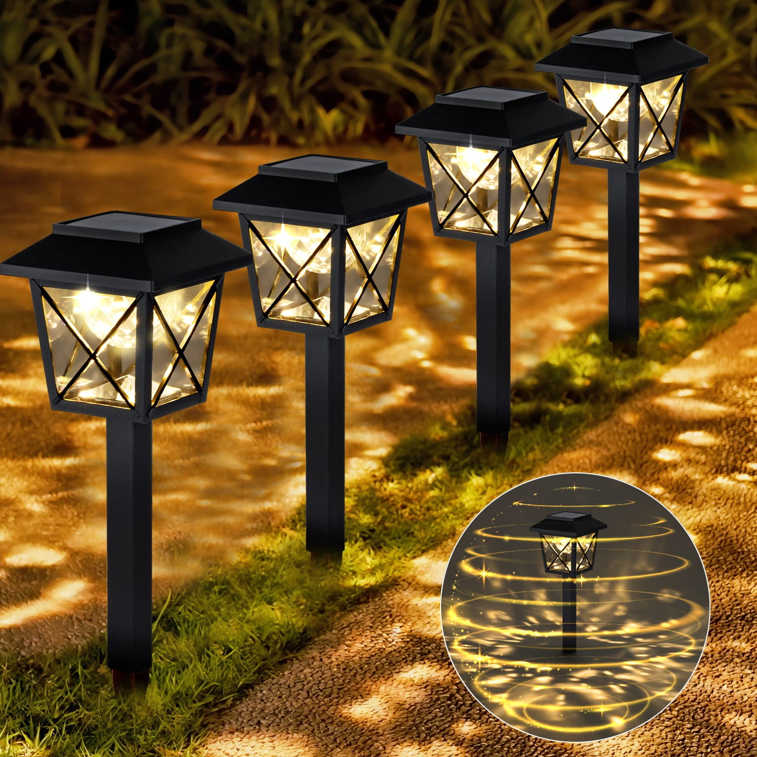 Large Rotating Solar LED Lights, Waterproof Outdoor Decor Stakes, 2 ...