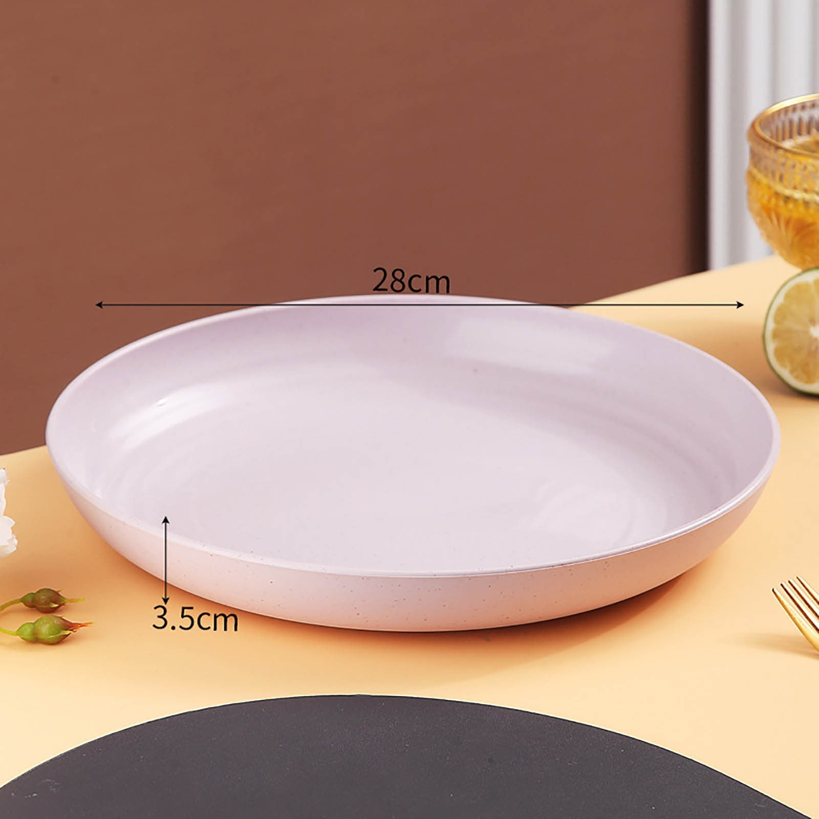 Large Round Anti Slip Serving Plate Durable Plastic Multipurpose Dining ...
