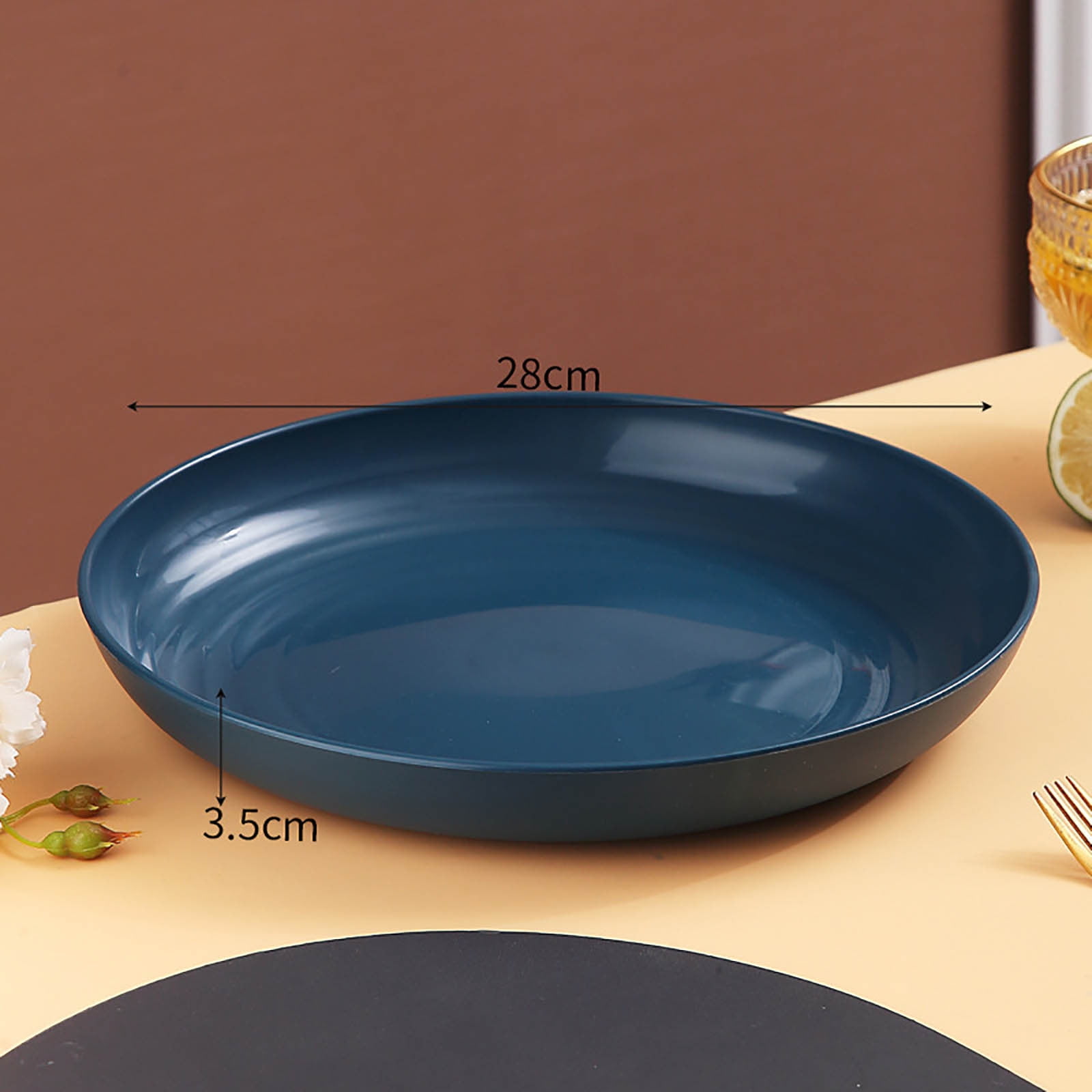Large Round Anti Slip Serving Plate Durable Plastic Multipurpose Dining ...