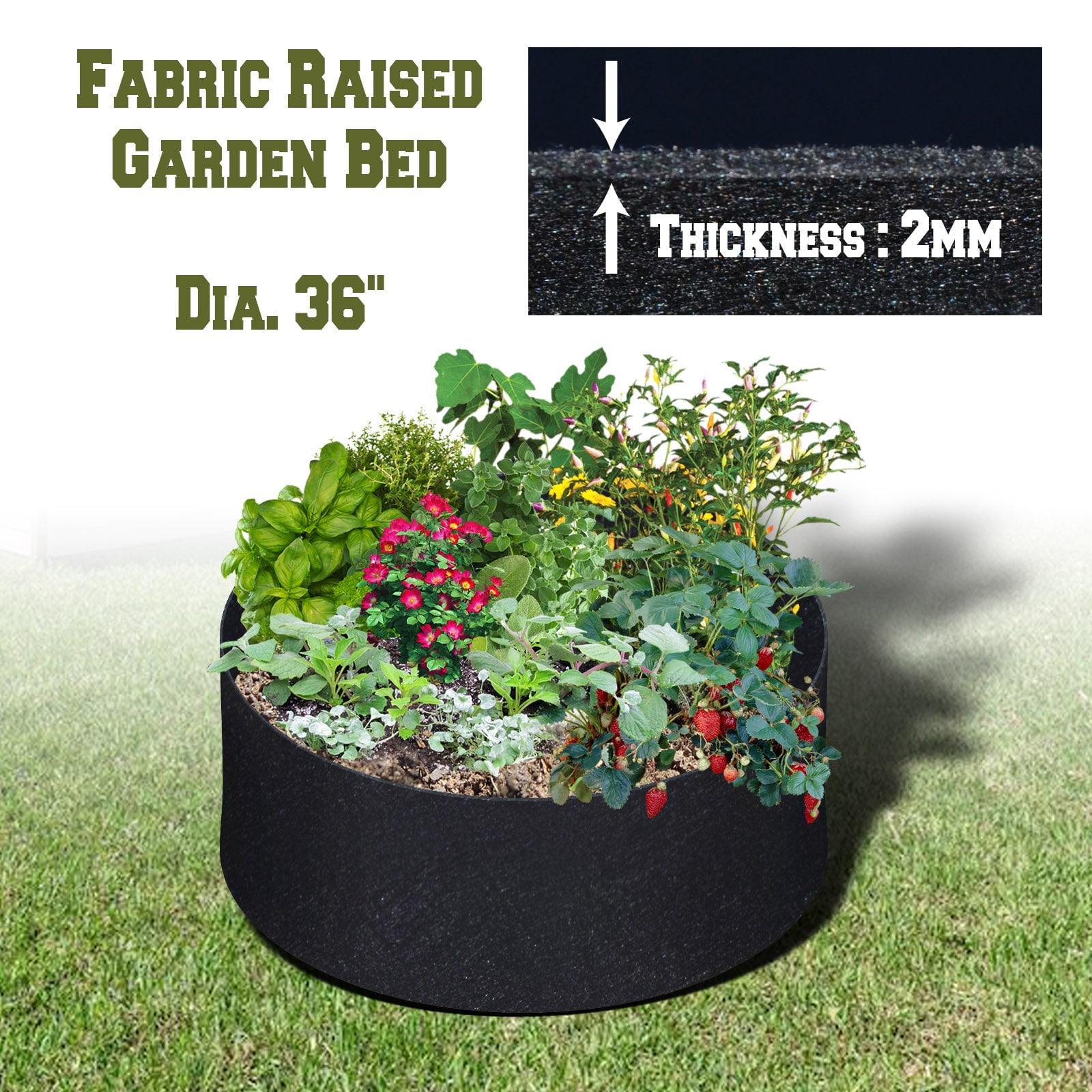 Large Round Bag Fabric Raised Planting Bed Garden Grow Bag Pots for ...