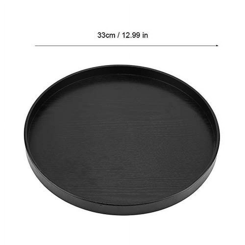 Large Round Black Tray Wood Tea Tray Round Food Tray for Home Office ...