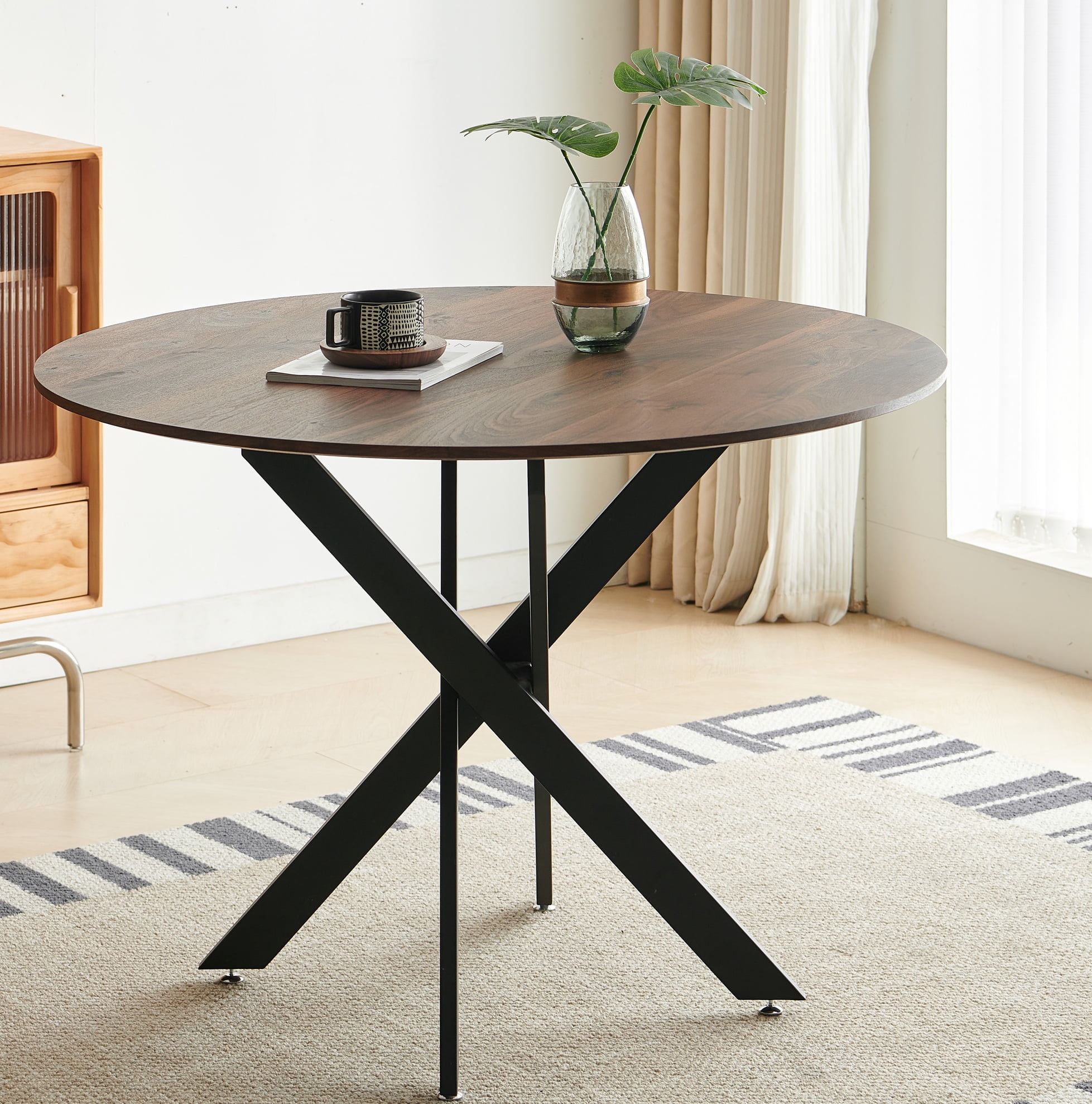 Large Round Dining Table 42.1" For 4-6 People, Mid Century Modern ...
