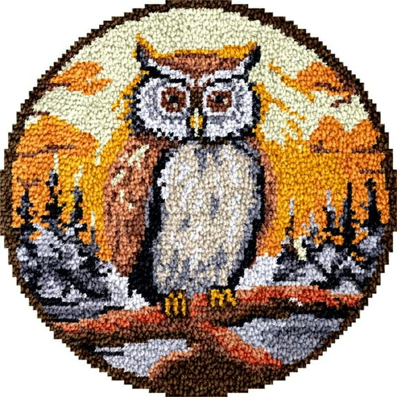 Large Round Latch Hook Rug kits Big Owl Bird Latch Hook kit Cushion ...