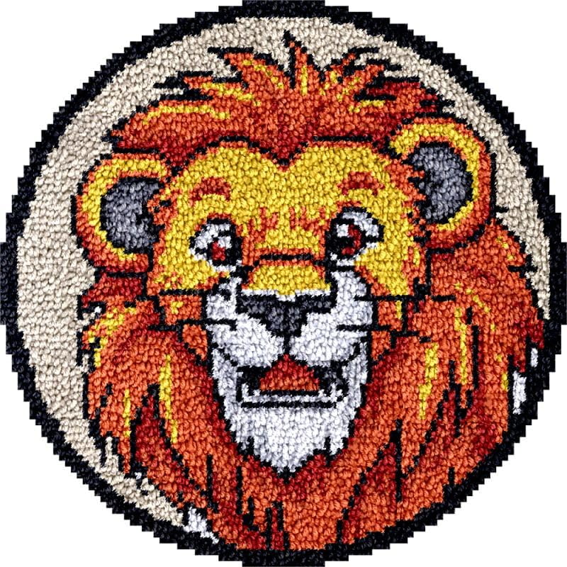Large Round Latch Hook Rug kits Cartoon Lion Latch Hook kit Cushion ...