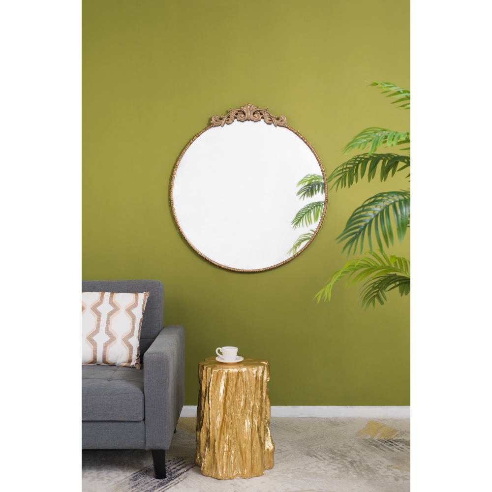 Large Round Mirror, Farmhouse Wall Mounted Mirror with Round Metal ...