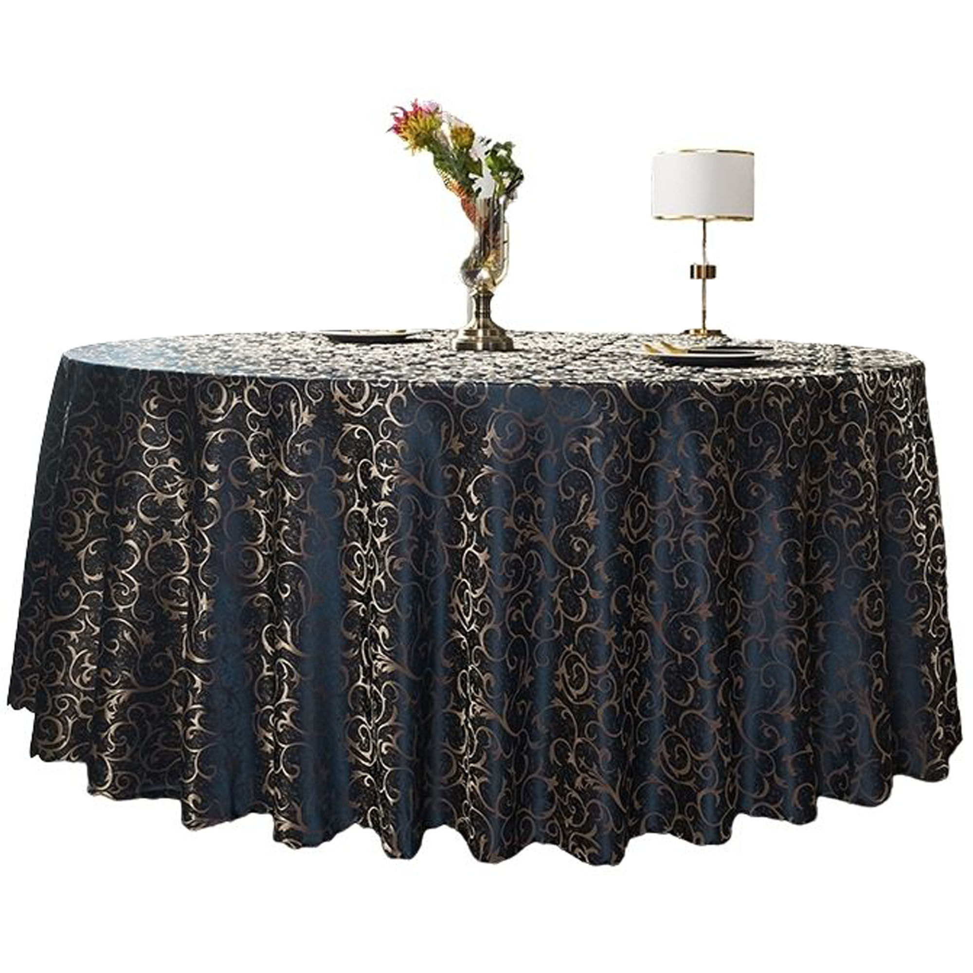 Large Round Tablecloth,Dark Elegant Embroidered Tablecloth With Cut ...