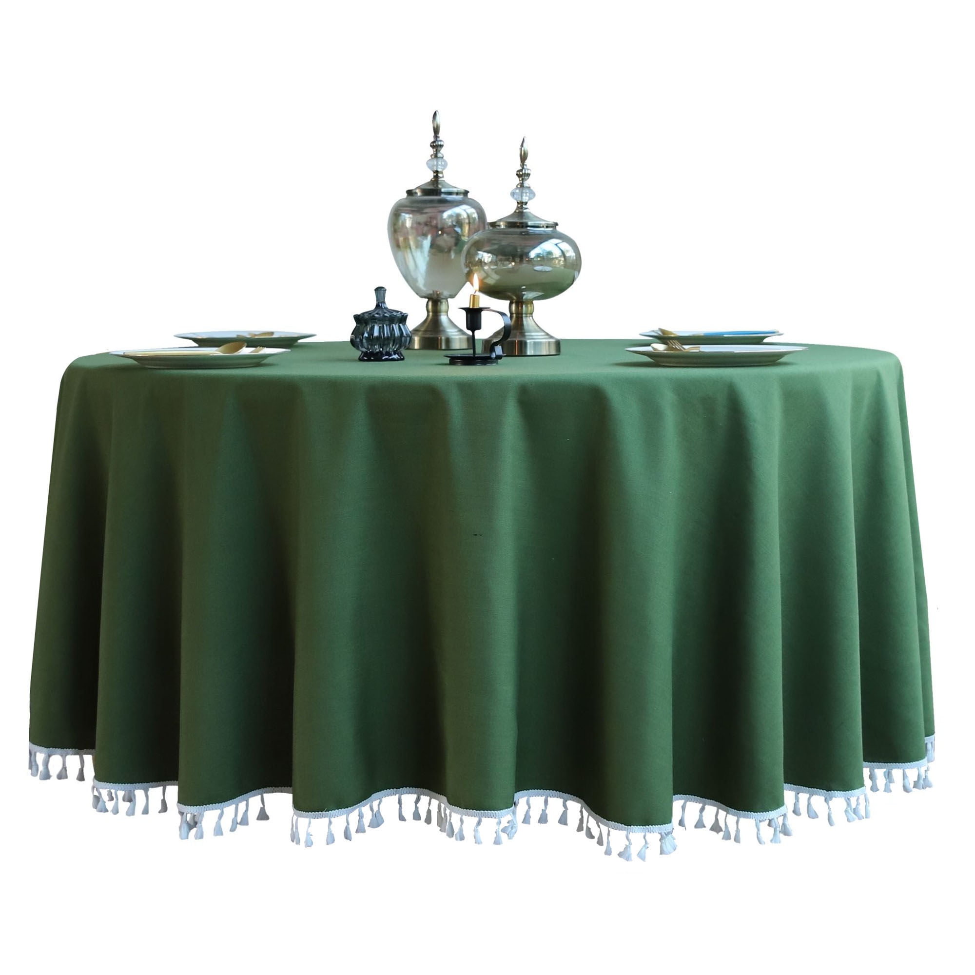 Large Round Tablecloth,Vintage Tassel Side Tablecloth,Dustproof ...