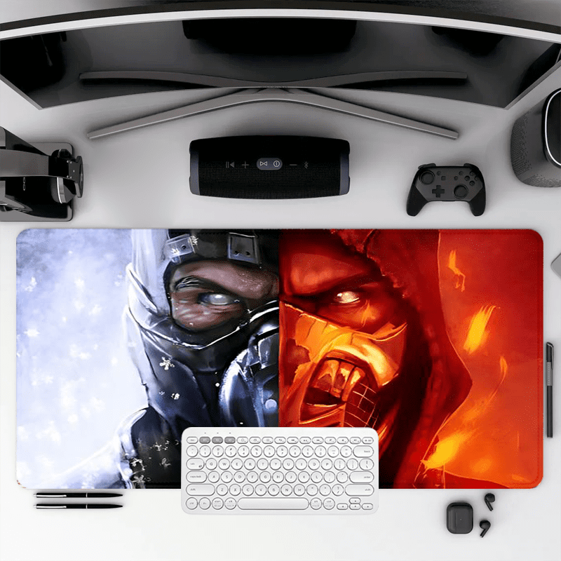 Large Rubber Mouse Pad 35.4 x 15.8 inches Dual Warrior Design Ice and ...