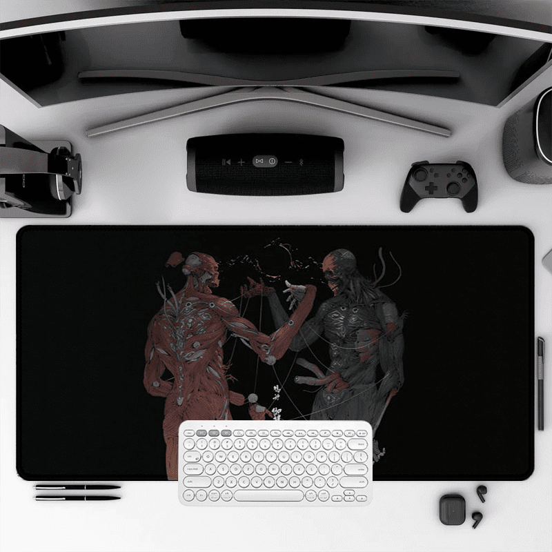 Large Rubber Mouse Pad 35.4 x 15.8 inches with Anatomical Skeleton Art ...