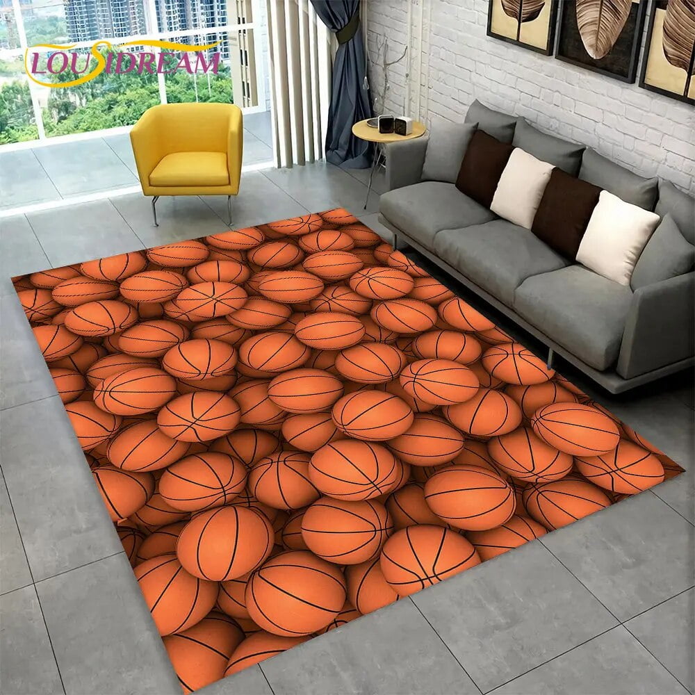 Large Rug 3D Basketball Cour Cartoon Area Rug Large Carpet Rug for ...
