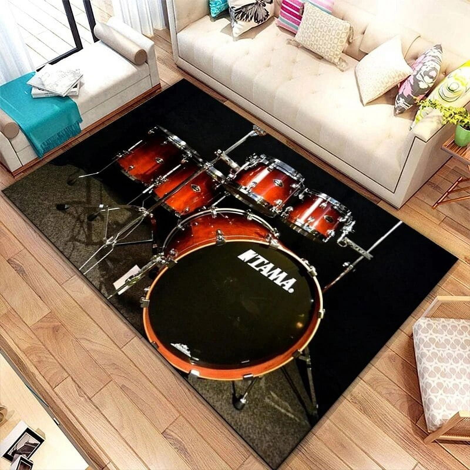 Large Rug 3D Drum Kit Music Instruments Carpet for Living Room Home ...