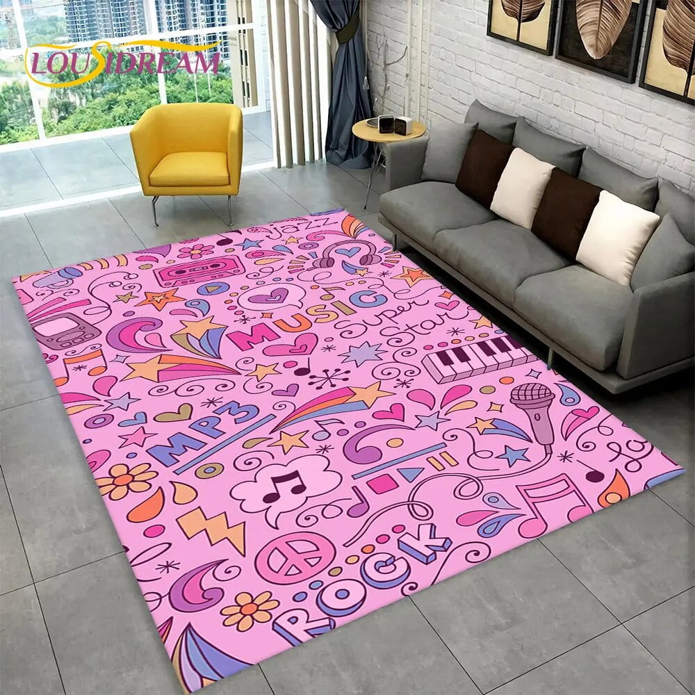 Large Rug 3D Music Musical Note Piano Art Area Rug Large Carpet Rug for ...