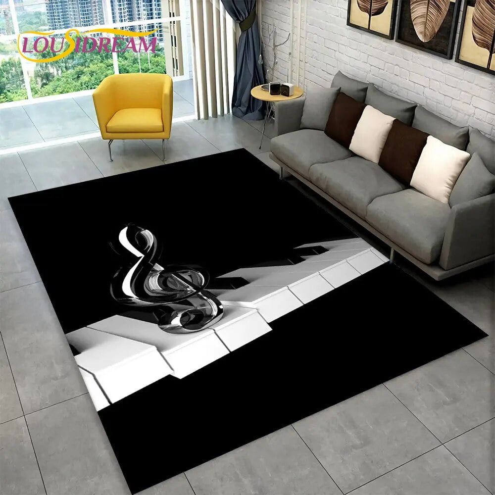 Large Rug 3D Music Musical Note Piano Art Area Rug Large Carpet Rug for ...