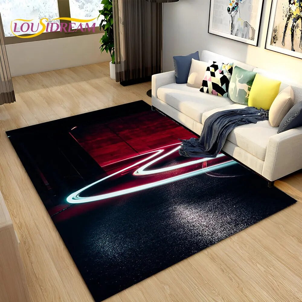 Large Rug 3D Neon Expressway Track Road Area Rug Large Carpet Rug for ...