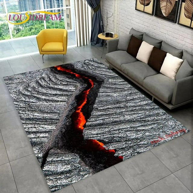 Large Rug 3D Volcano Lava Magma Area Rug Large Carpet Rug for Living ...