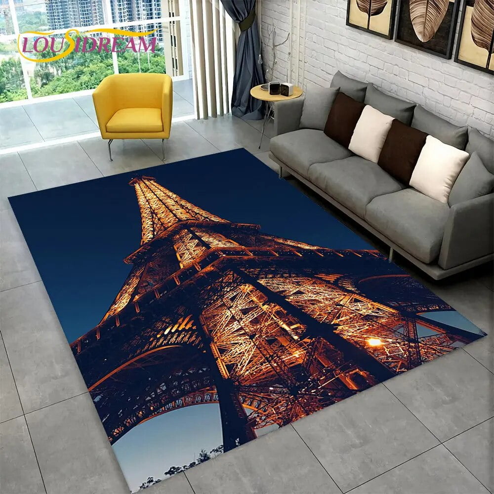 Large Rug France Paris Eiffel Tower Romantic Art Area Rug Carpet Rug ...