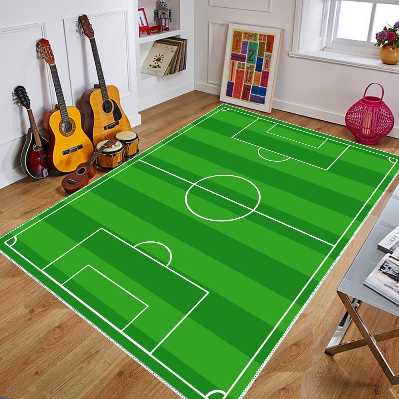 Large Rug Green Soccer Field Carpet for Game Large Area Rug Luxury Home ...