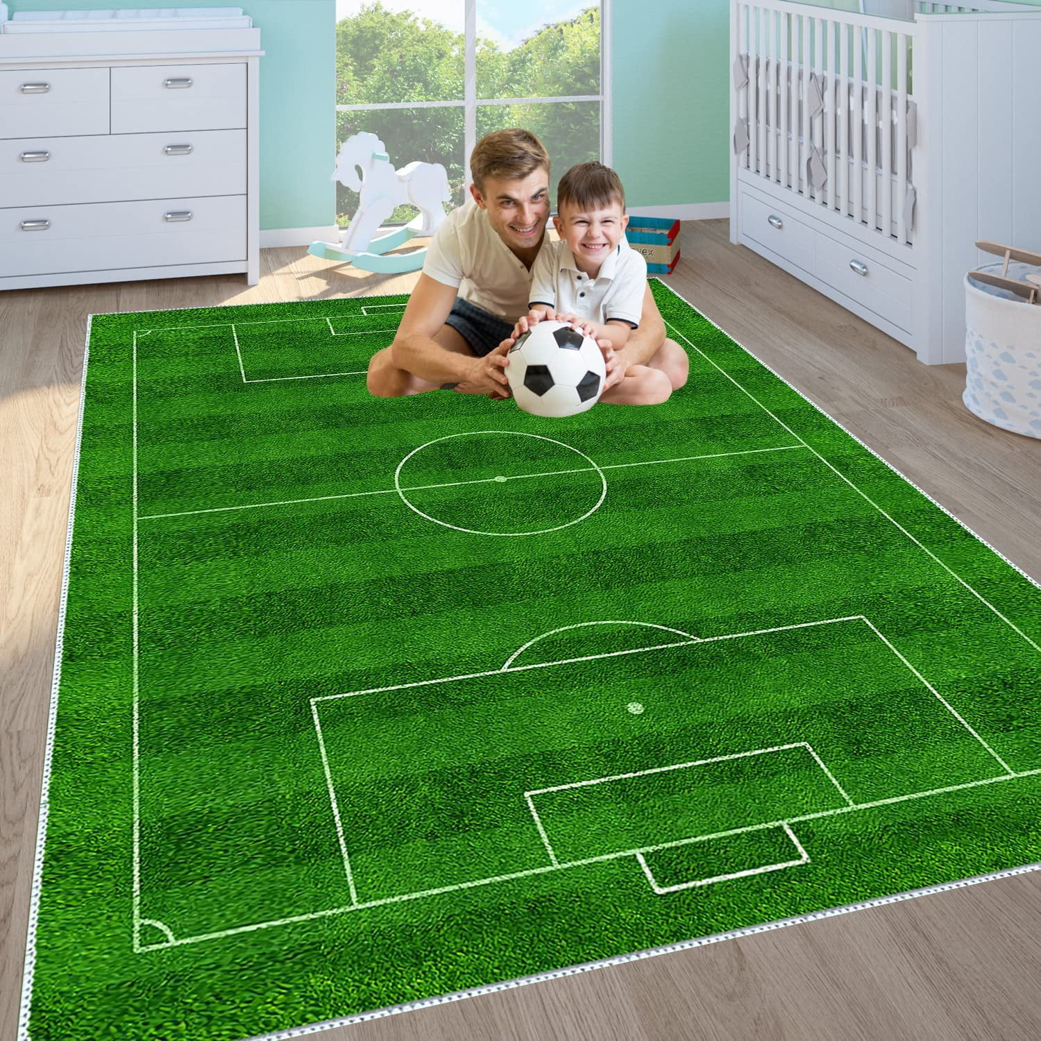 Large Rug Green Soccer Field Carpet for Game Large Area Rug Luxury Home ...