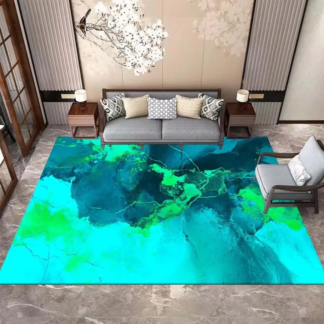 Large Rug Modern Household Decorative Rug for Living Room Cyan Bedroom ...