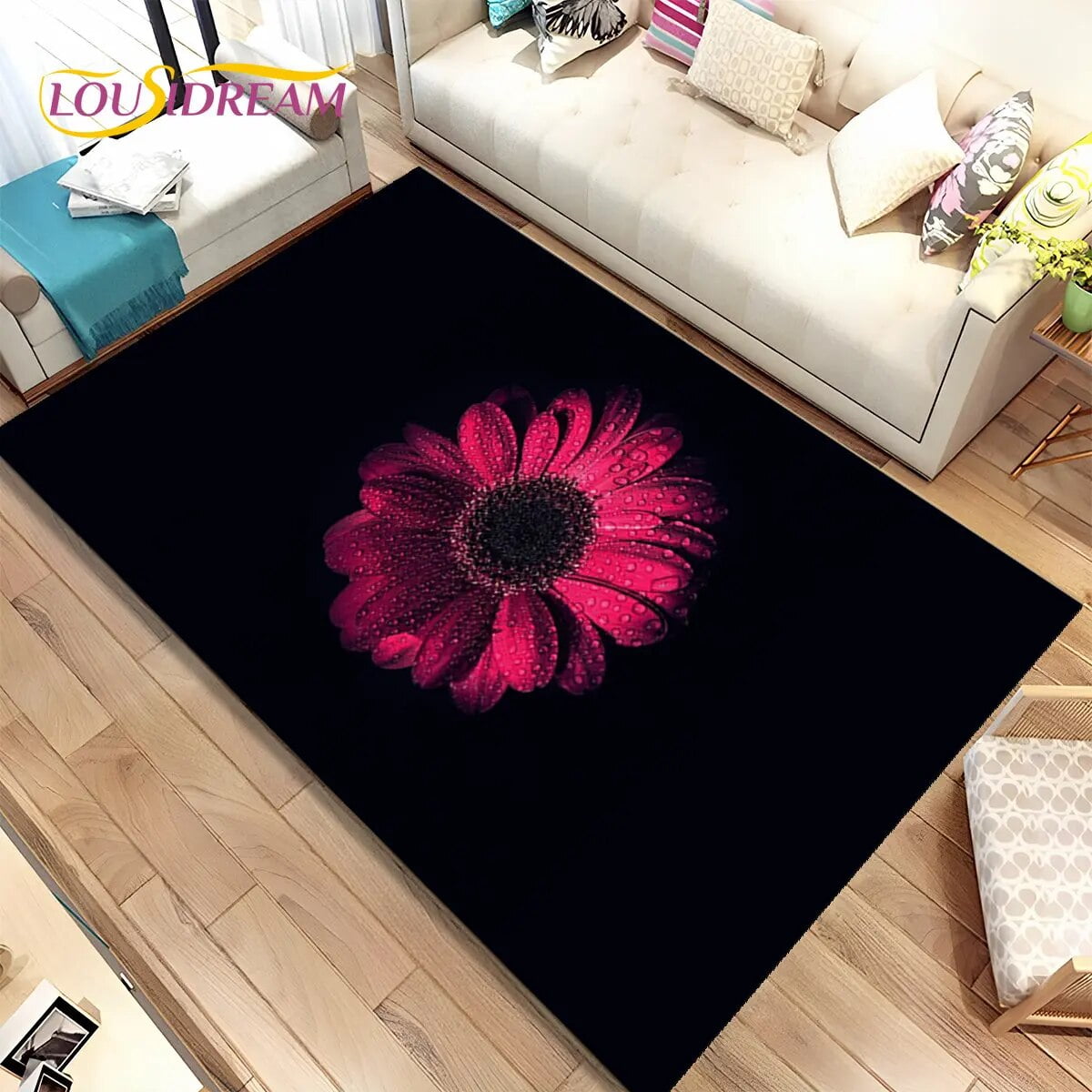 Large Rug Nordic 3D Daisy Flower Area Rug Carpet Rug for Home Living ...