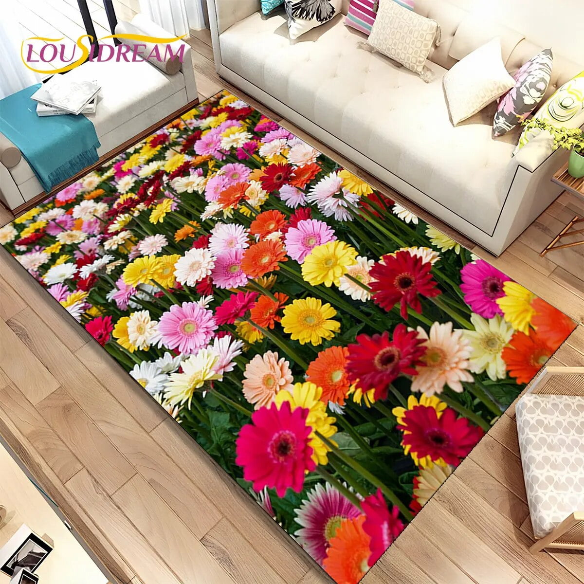Large Rug Nordic 3D Daisy Flower Area Rug Carpet Rug for Home Living ...