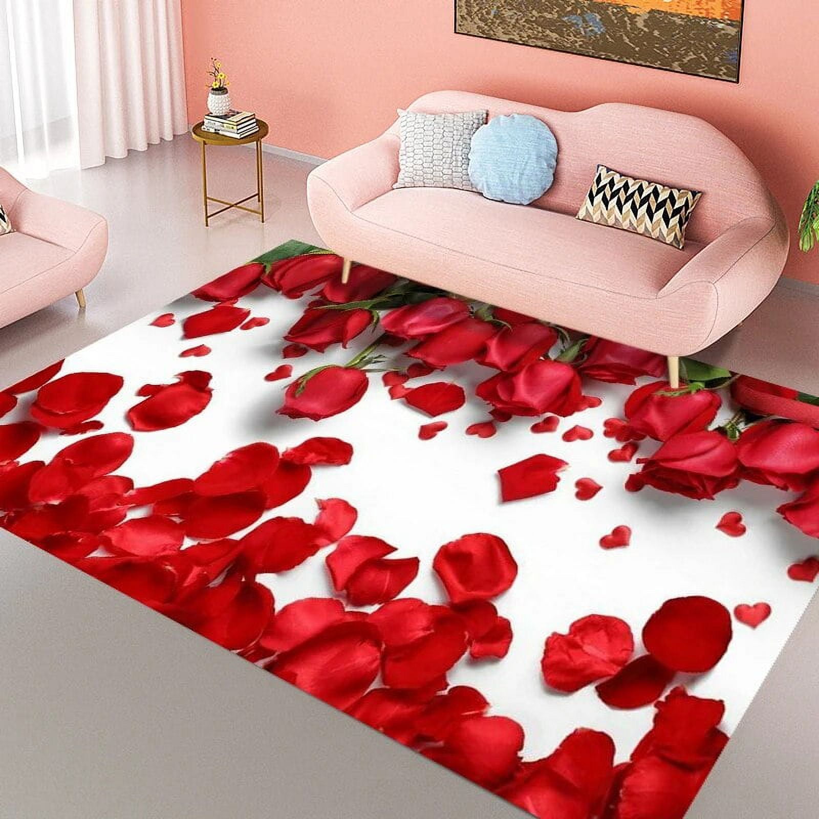 Large Rug Rose print pattern square Carpet bedroom area home living ...