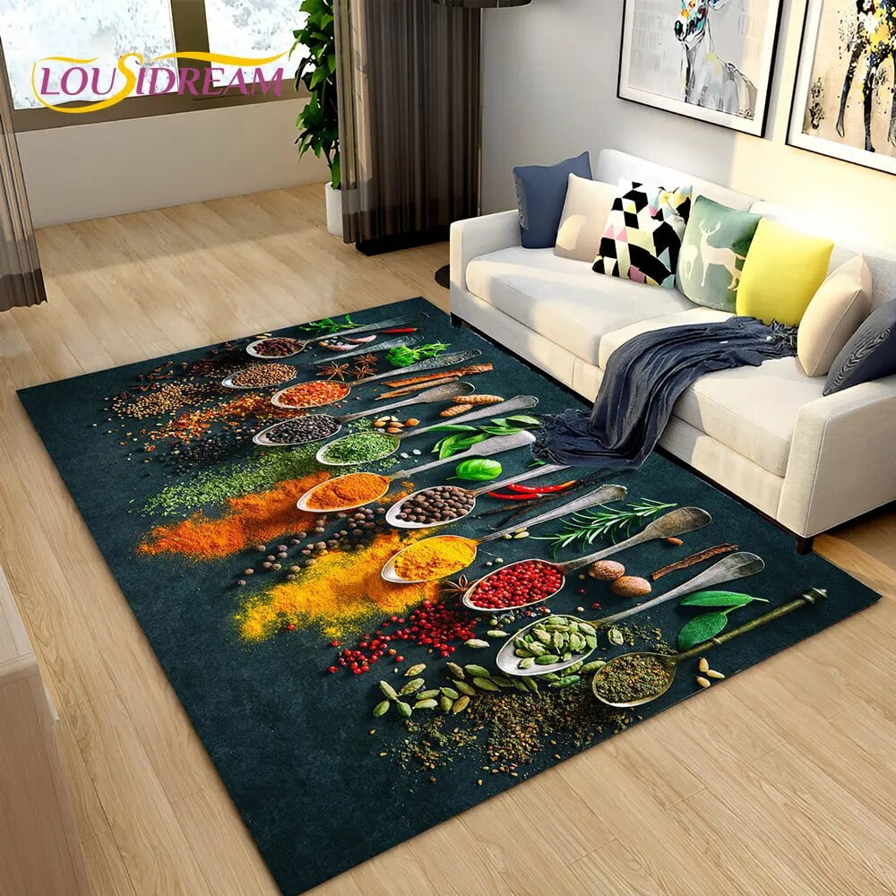 Large Rug Vegetable Grains Spice Fruit Seasoning Area Rug Carpet Rug ...